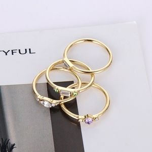 Jewelry | 4piece Gold Gemstone Fashion Ring Set Bundle | Poshmark